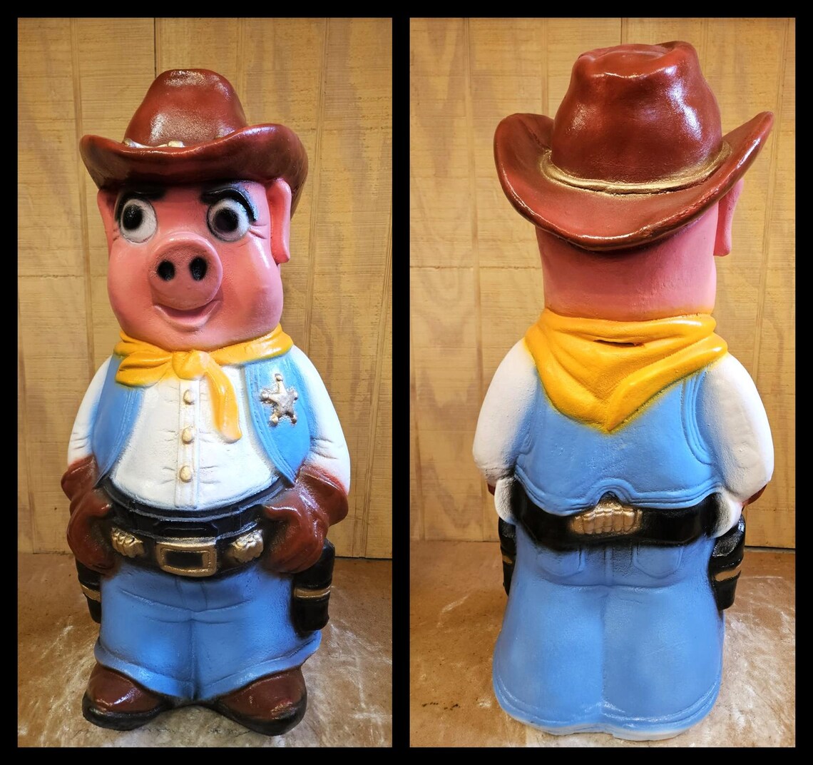 Extra Large Piggy Bank Sheriff Pig 25" Tall 10.5" Wide 9" Depth 3 ...