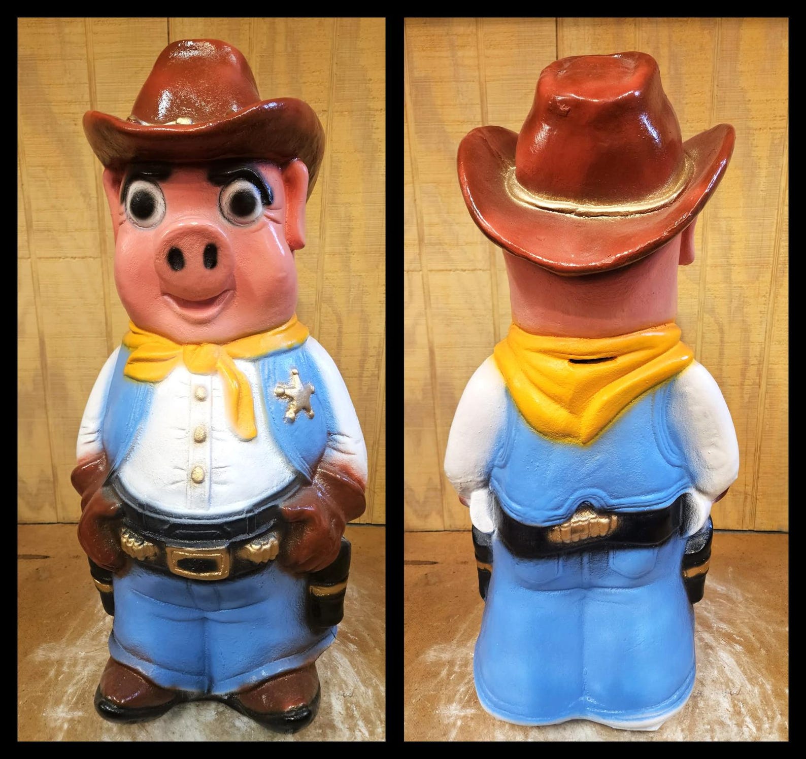 Extra Large Piggy Bank Sheriff Pig 25" Tall 10.5" Wide 9" Depth 3 ...