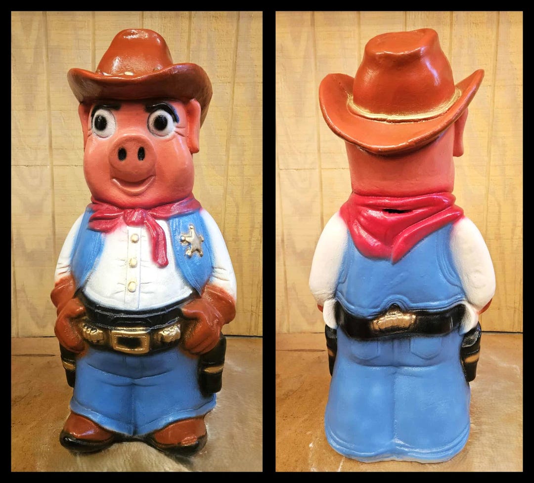 Extra Large Piggy Bank Sheriff Pig 25" Tall 10.5" Wide 9" Depth 3 ...