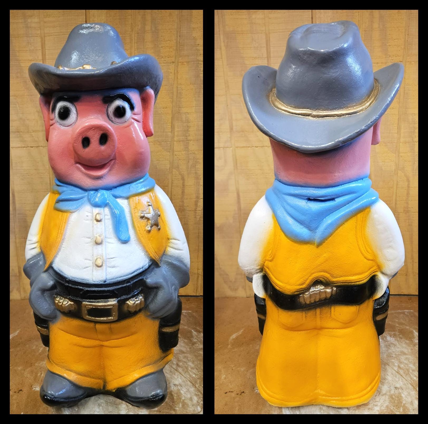 Extra Large Piggy Bank Sheriff Pig 25" Tall 10.5" Wide 9" Depth 3 ...