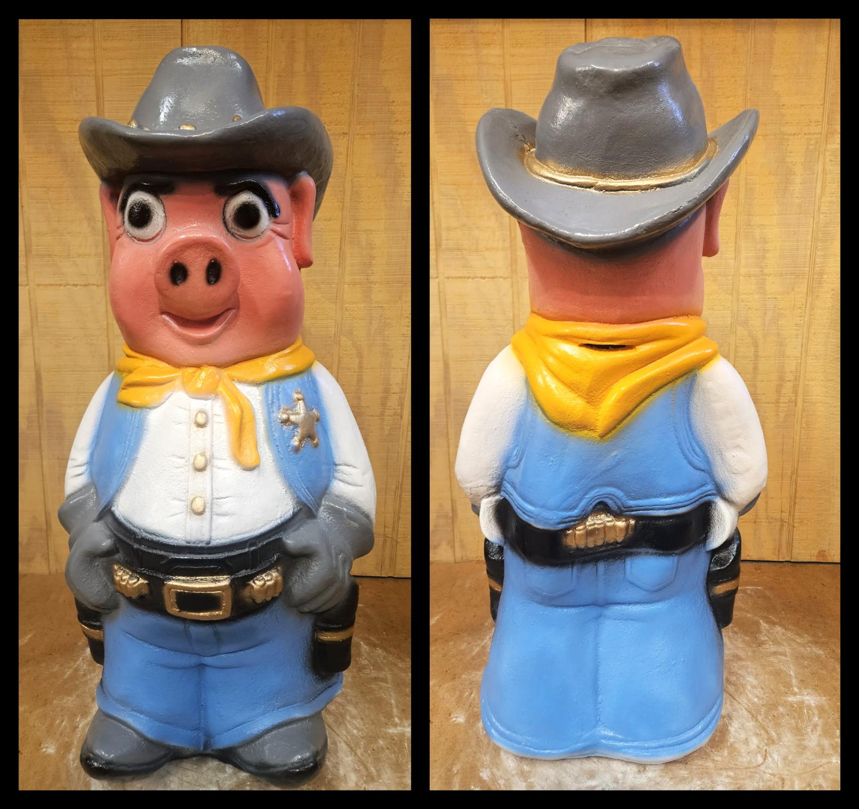 Extra Large Piggy Bank Sheriff Pig 25" Tall 10.5" Wide 9" Depth 3 ...
