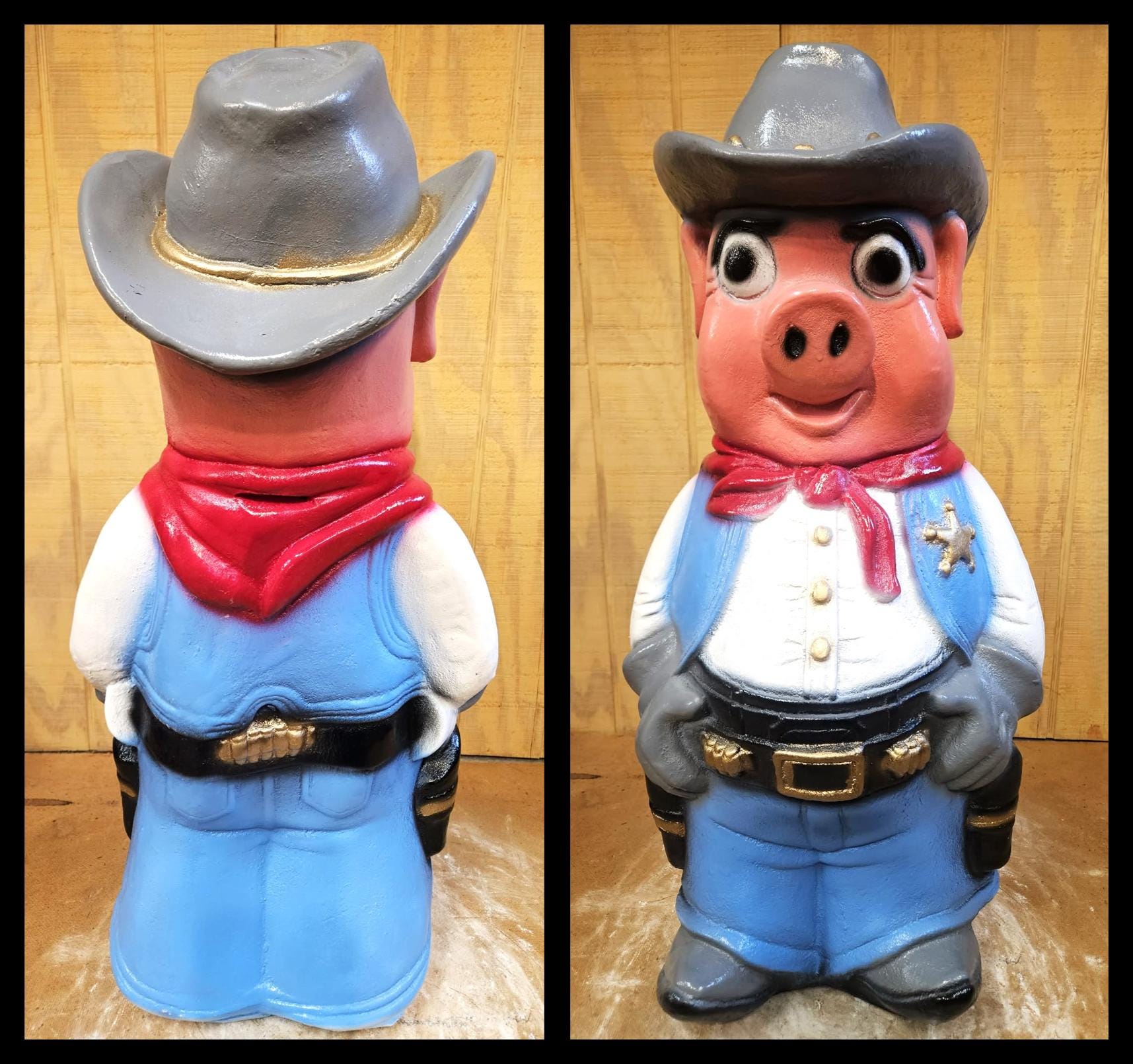 Extra Large Piggy Bank Sheriff Pig 25" Tall 10.5" Wide 9" Depth 3 ...