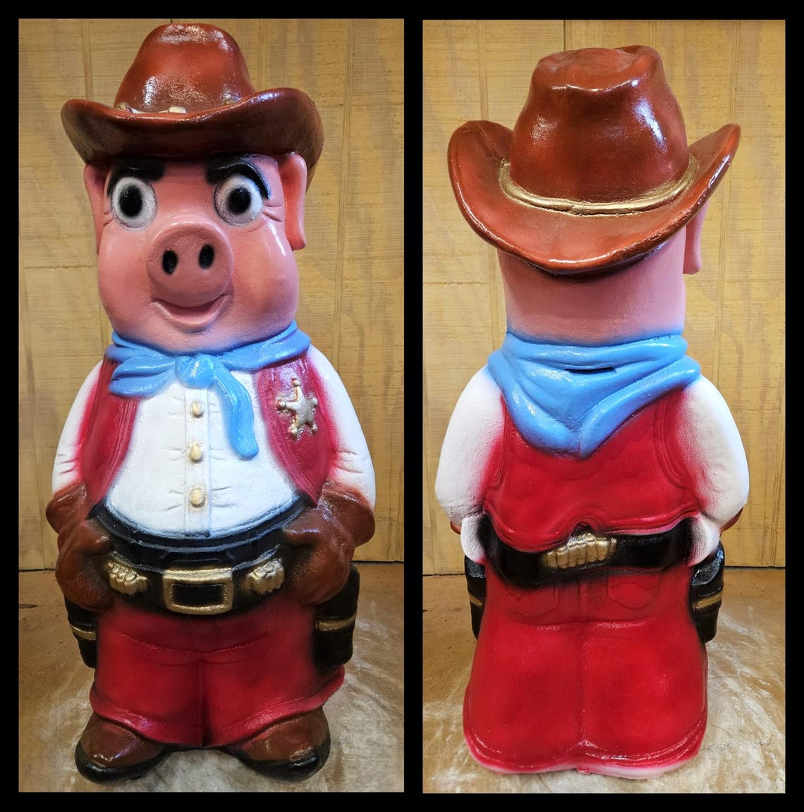 Extra Large Piggy Bank Sheriff Pig 25" Tall 10.5" Wide 9" Depth 3 ...