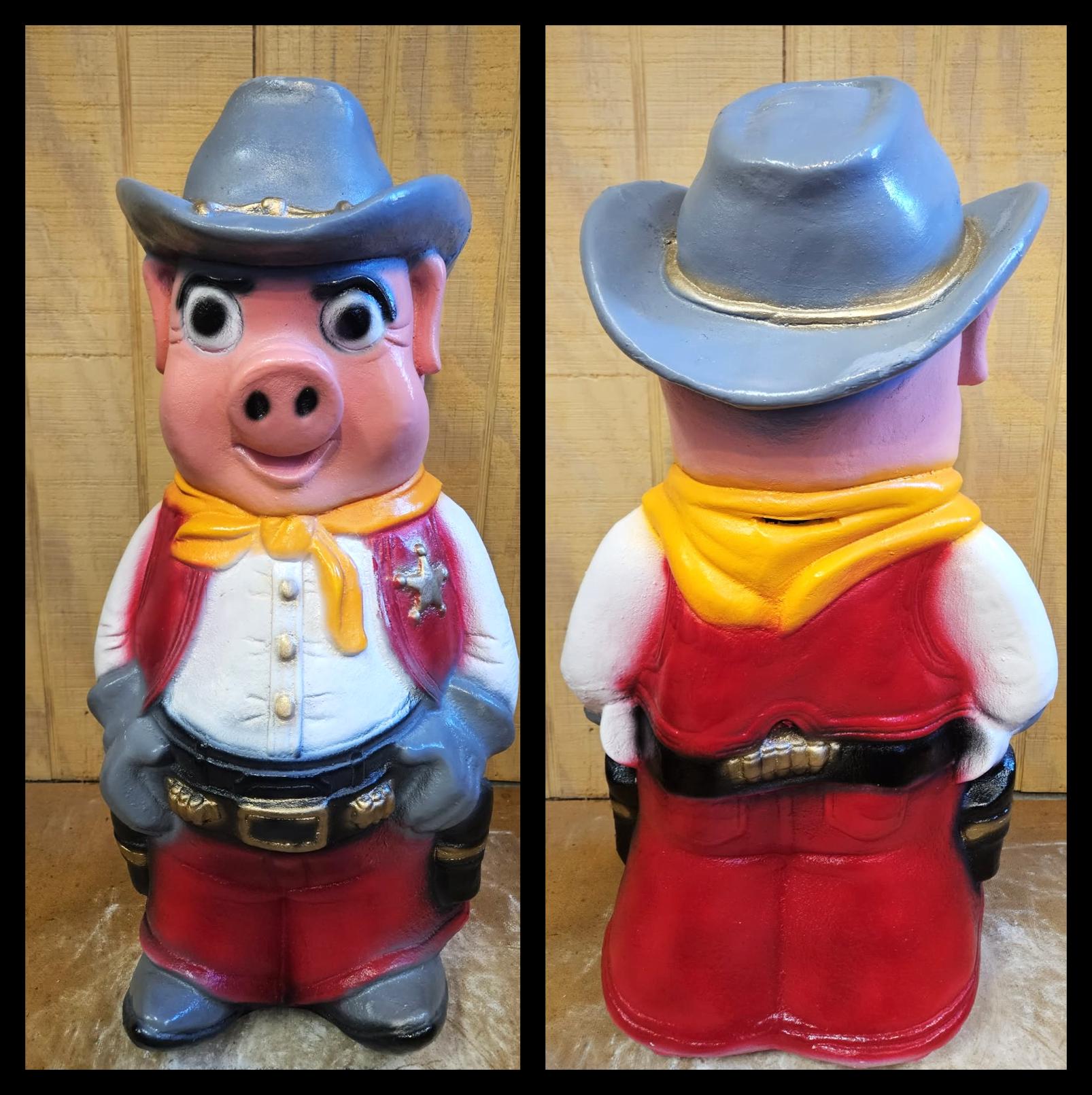 Extra Large Piggy Bank Sheriff Pig 25" Tall 10.5" Wide 9" Depth 3 ...