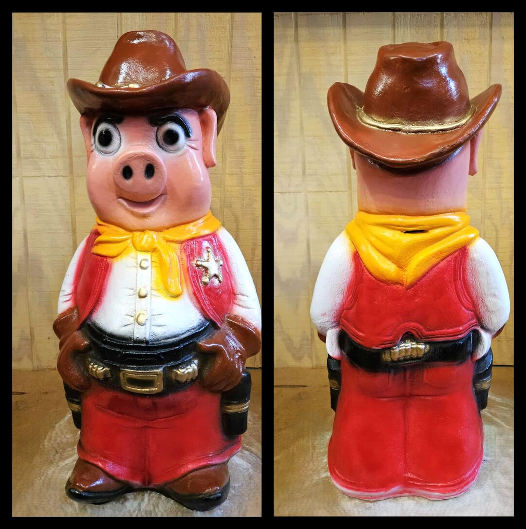 Extra Large Piggy Bank Sheriff Pig 25" Tall 10.5" Wide 9" Depth 3 ...