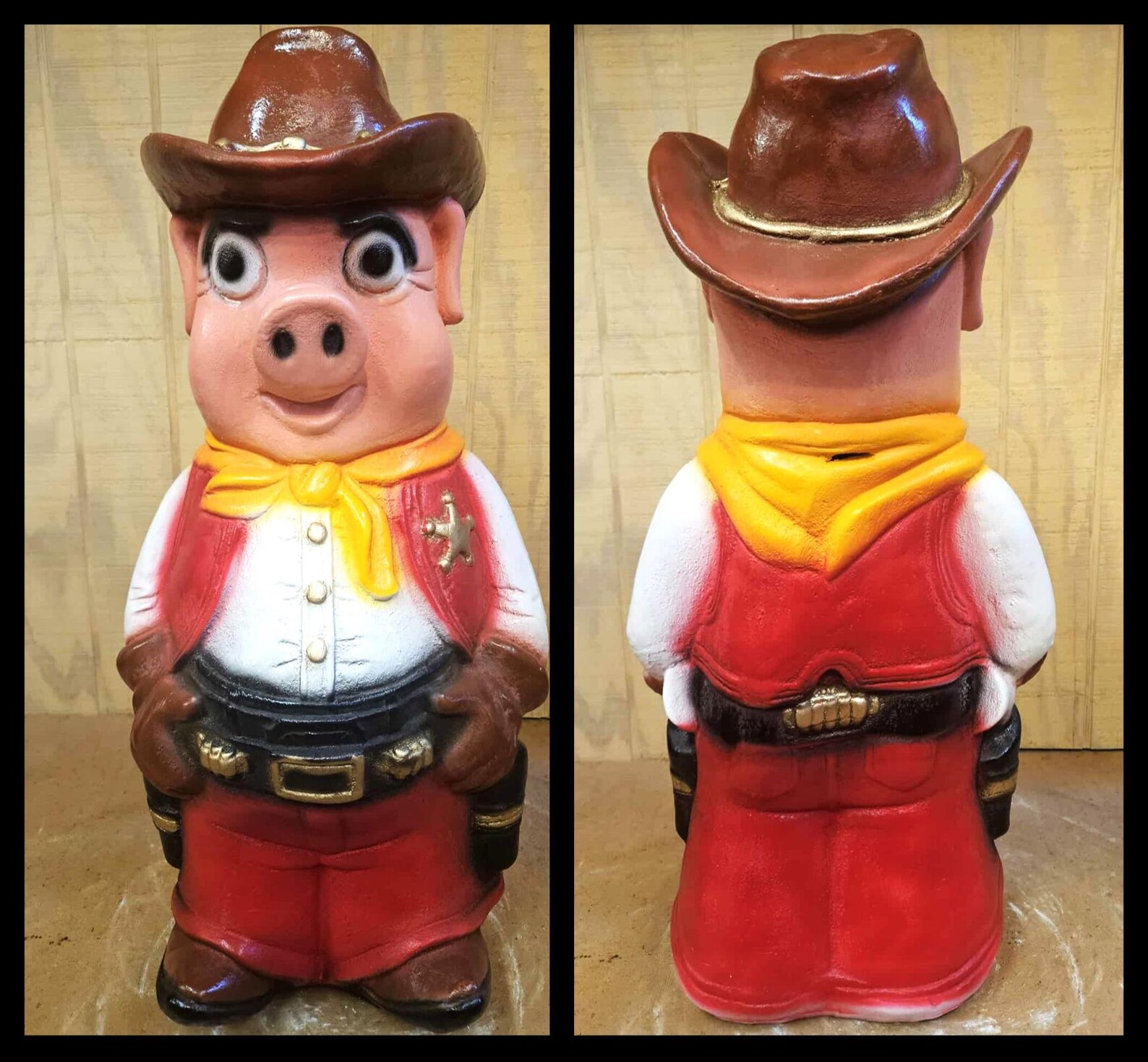 Extra Large Piggy Bank Sheriff Pig 25" Tall 10.5" Wide 9" Depth 3 ...