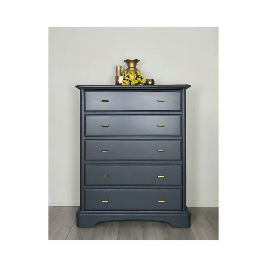 SOLD Commission Available Chest of Drawers Painted in Navy Blue With ...