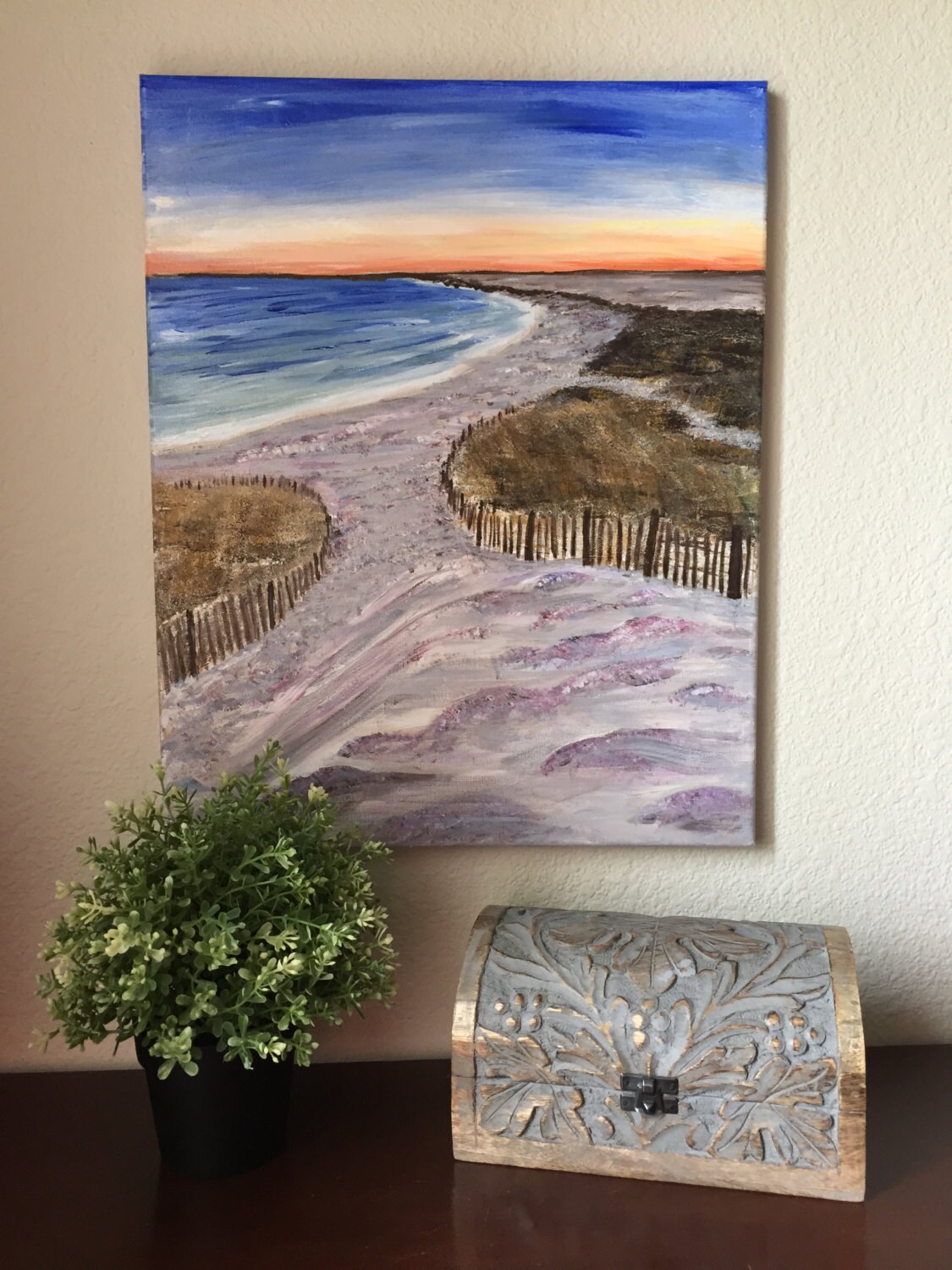 Sand and Sunset Acrylic Canvas Painting | Etsy