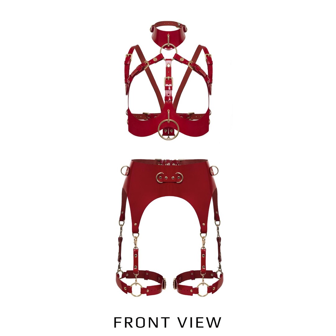 Body Harness Leather Red Lingerie BDSM Garter Belt Thigh Harness Heather Garters Sexual Set for ...