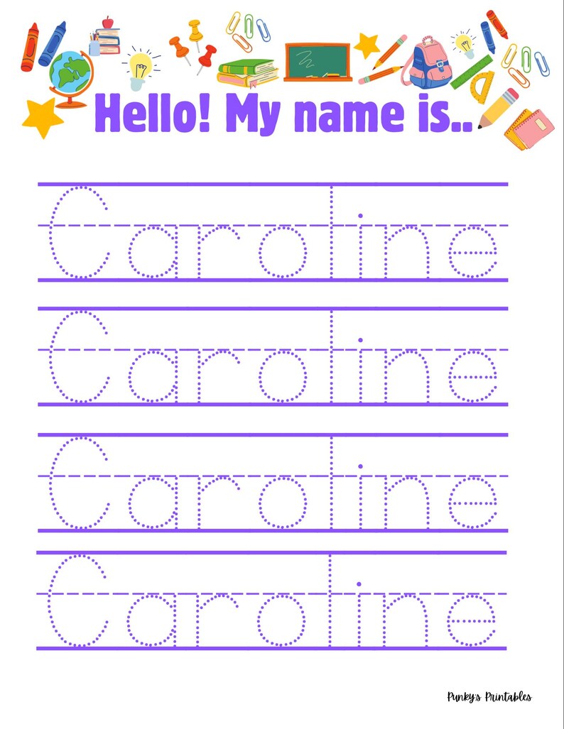 Handwriting Practice Sheet - Customizable Name - Etsy