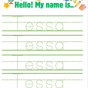 Handwriting Practice Sheet - Customizable Name - Etsy