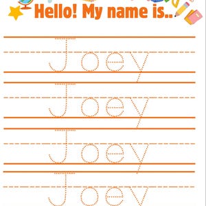 Handwriting Practice Sheet - Customizable Name - Etsy