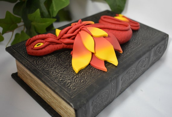 Polymer Clay Fire Dragon Book Dragon Book Dragon Storage | Etsy