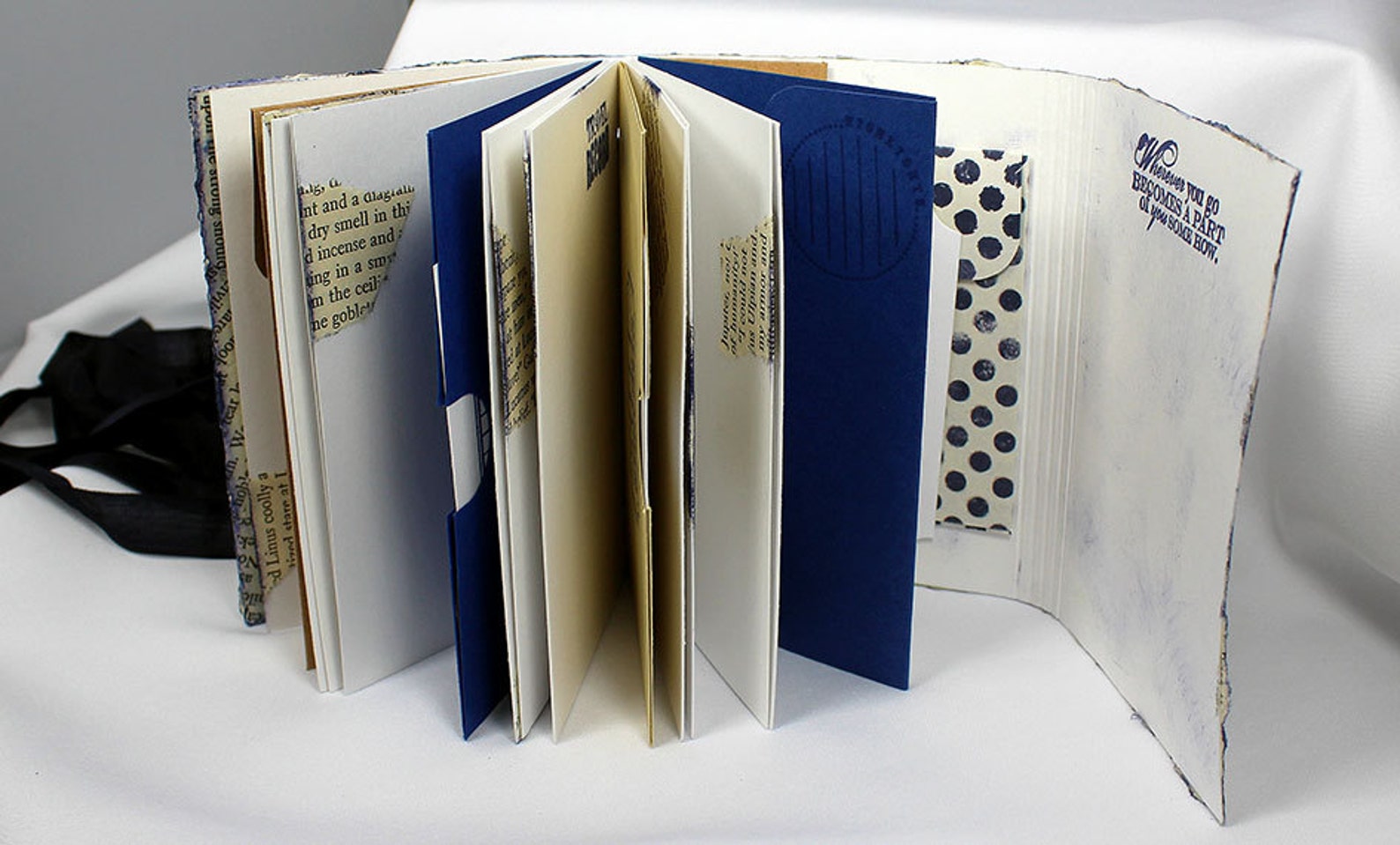 Handmade Travel Journal - Art Journal - Small Art Journal - Blue Words ...