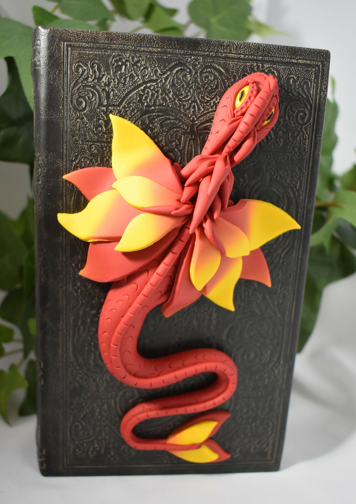 Polymer Clay Fire Dragon Book - Dragon Book - Dragon Storage - OOAK ...