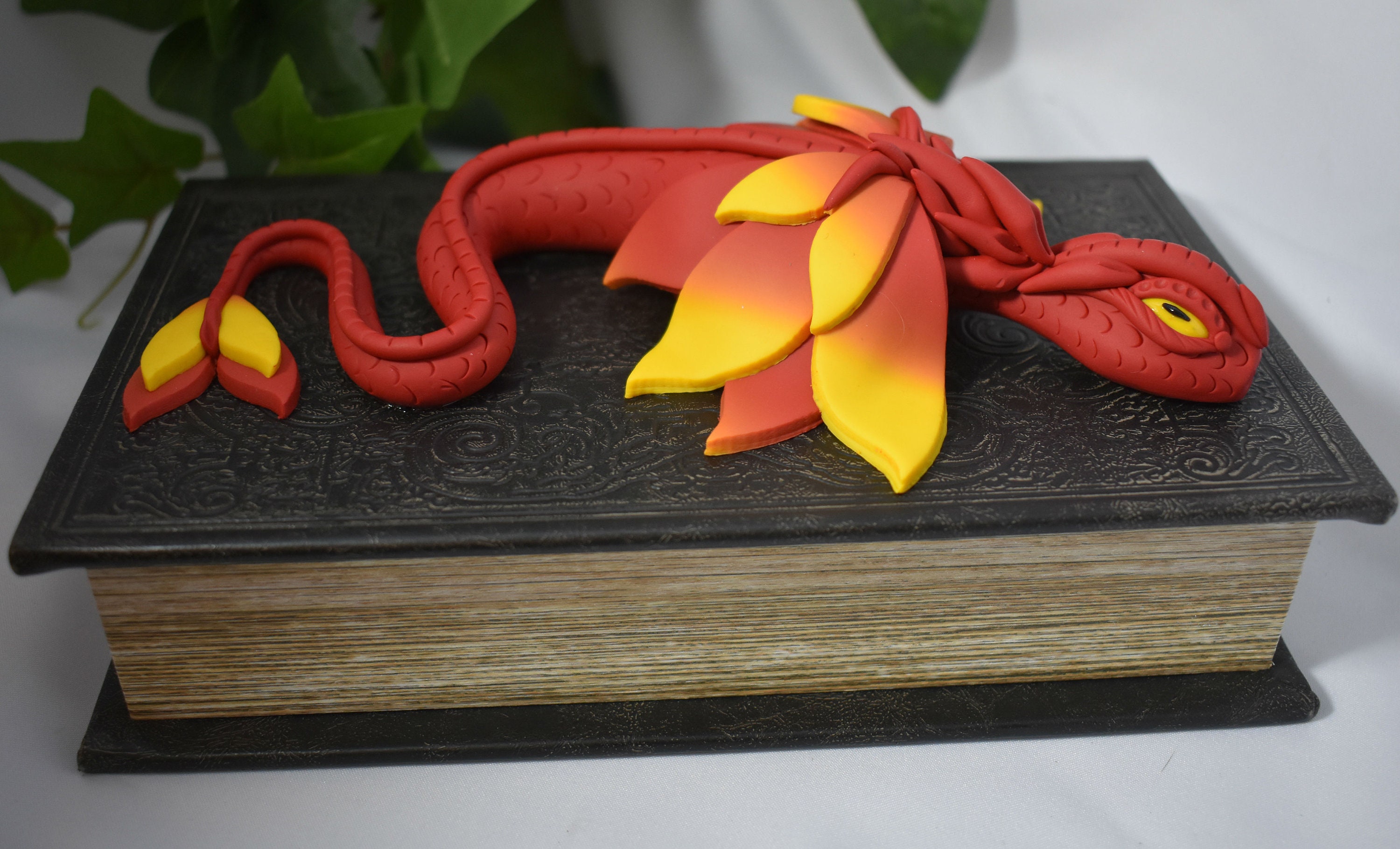 Polymer Clay Fire Dragon Book - Dragon Book - Dragon Storage - OOAK ...