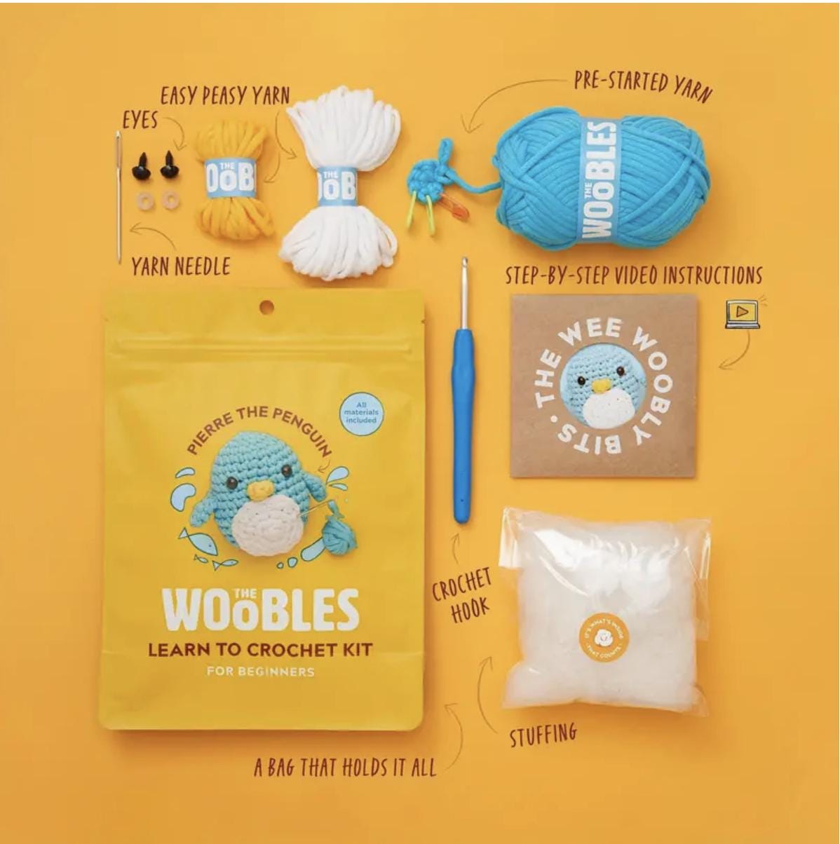 Set Beginner-friendly Crochet Kit for Adults , Soft Fabric Material ...