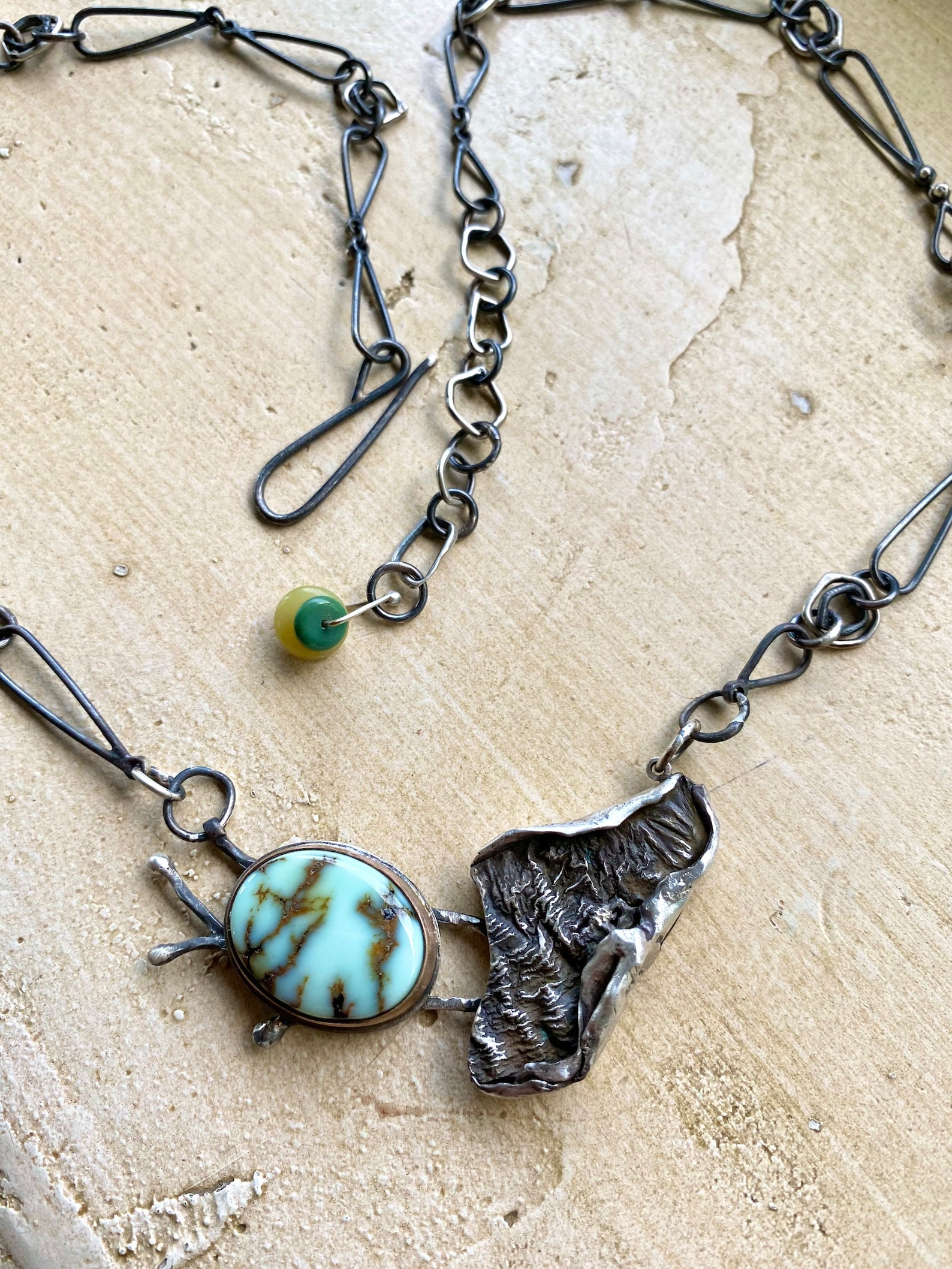 Uncovered Reticulated Silver Hollow Form and Variscite - Etsy