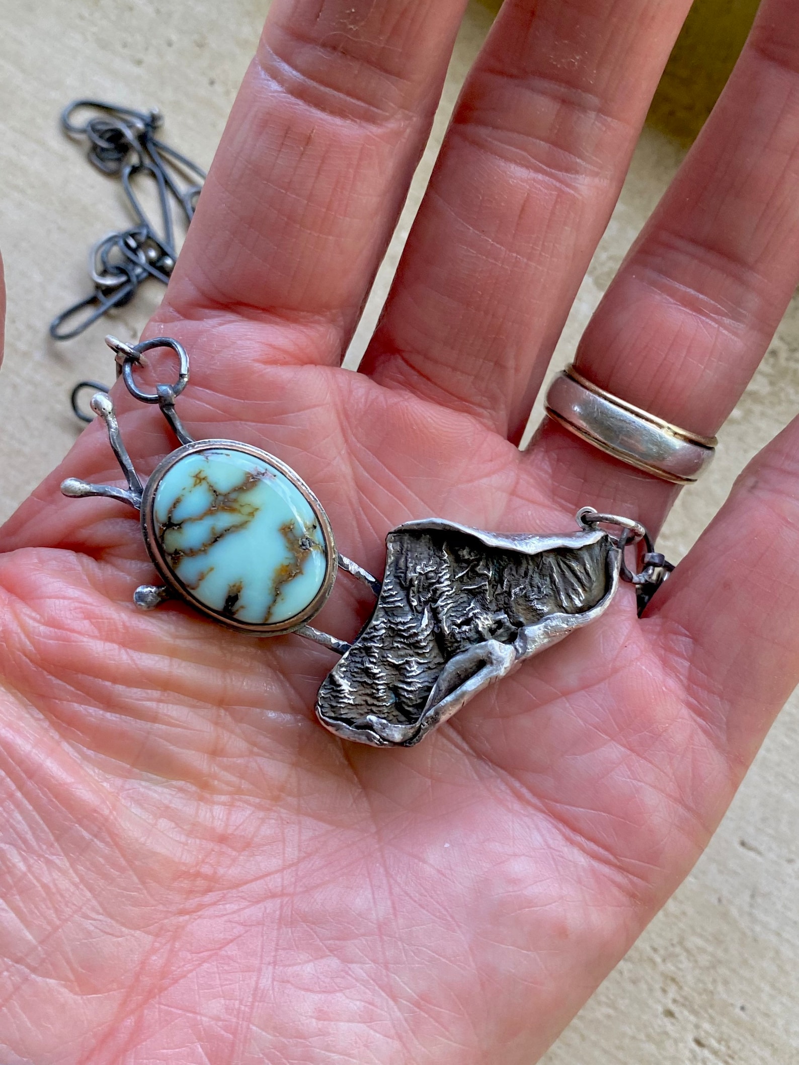 Uncovered Reticulated Silver Hollow Form and Variscite - Etsy