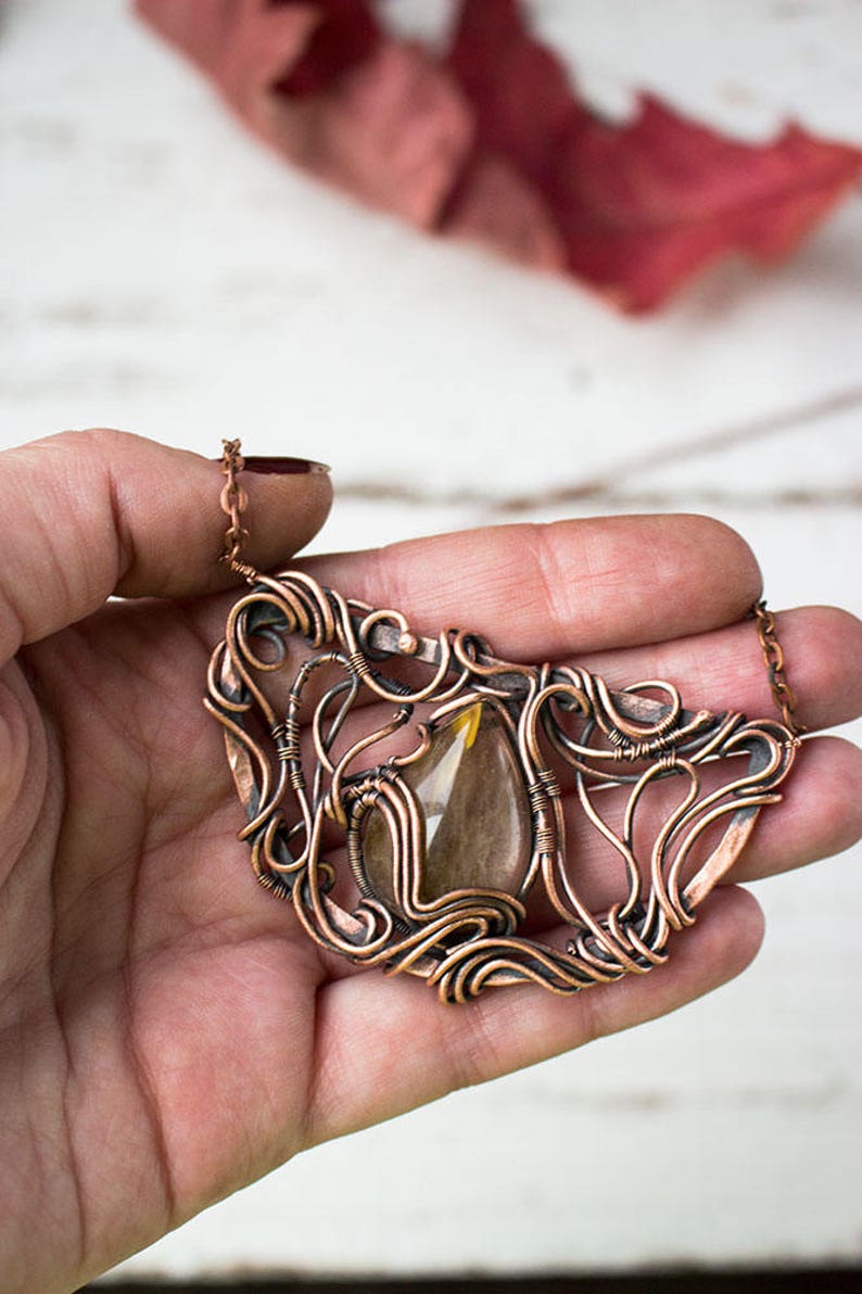 Wire Wrapped Pendant With Rutile Quartz Copper Pendant Wire Wrapped ...