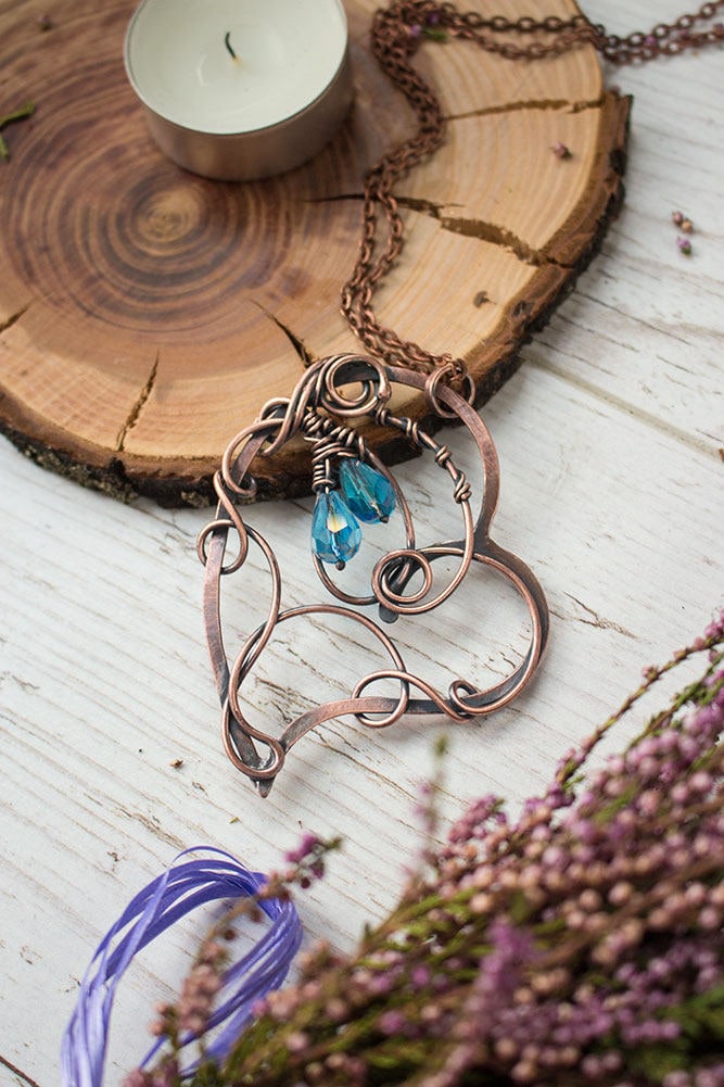 Wire Wrapped Necklace for Women Wire Wrap Artisan Jewelry - Etsy