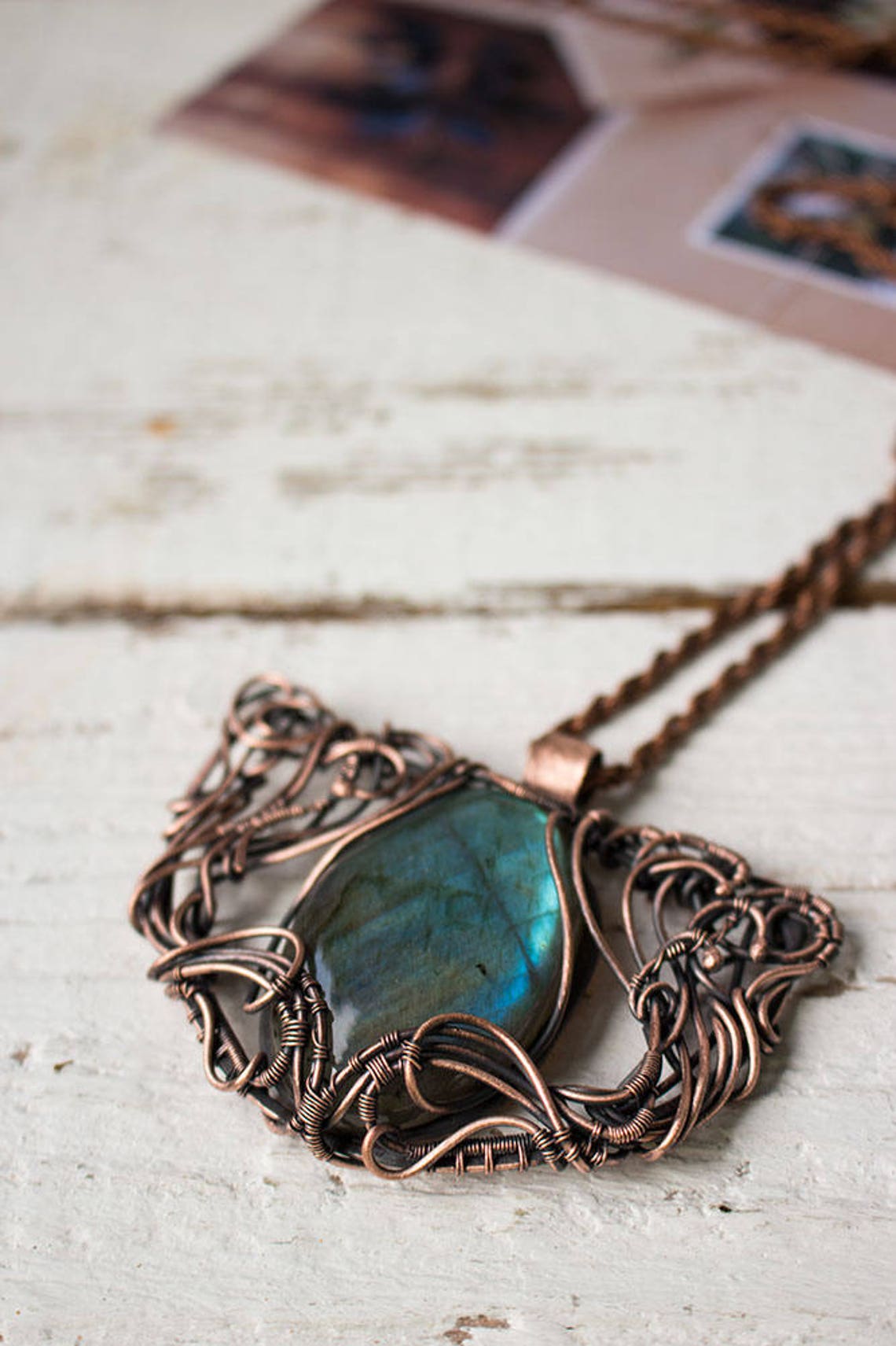 Big Statement Necklace for Women, Labradorite Pendant - Etsy