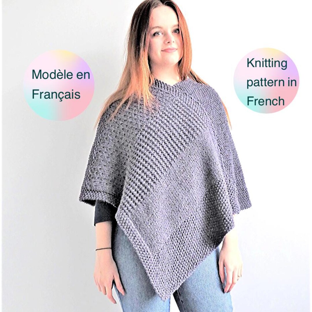 French Knitting Pattern: Easy Beginner Chunky Poncho (PDF) - Etsy