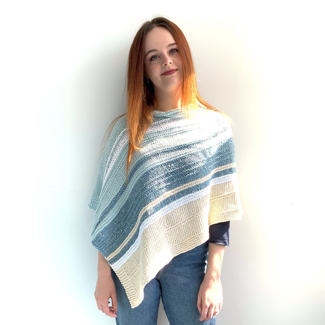 Poncho Knitting Pattern, Adult, Easy Ladies Top Knit Flat, Cosy Diy ...