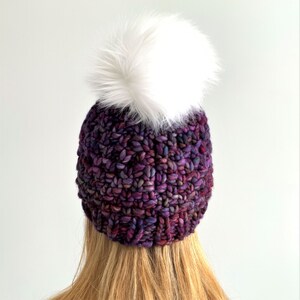 Knitting Pattern, Sea Glass Pompom Hat, Adult Ladies Super Bulky Beanie ...
