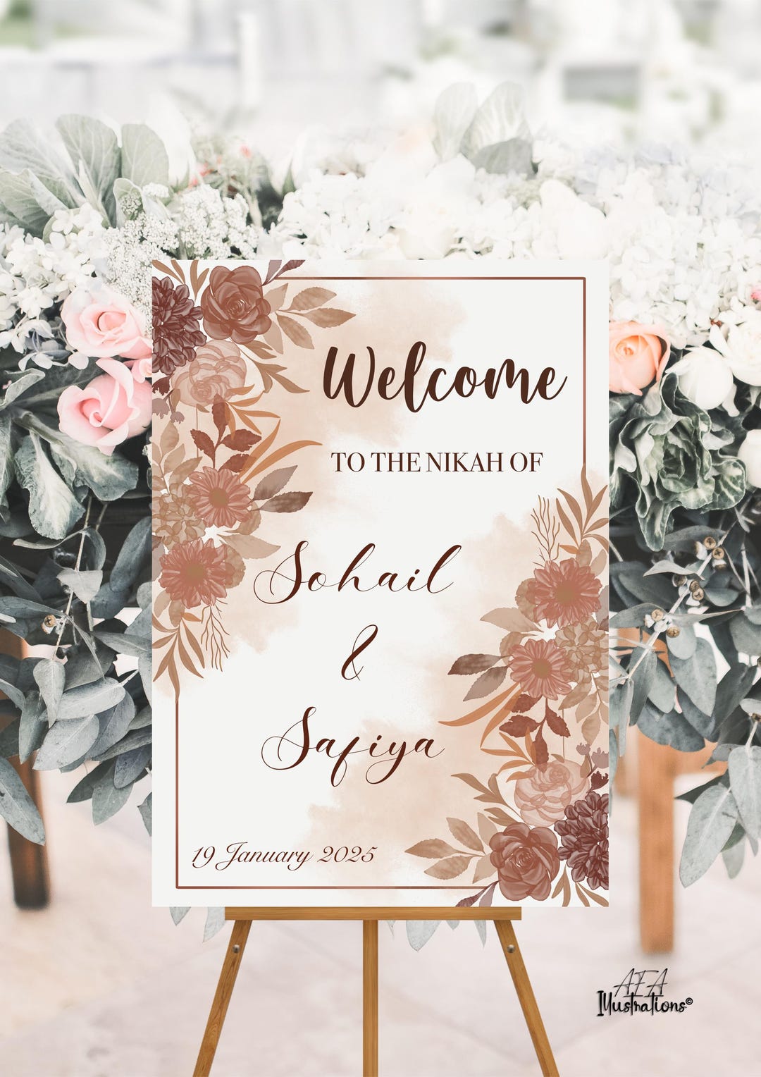 Personalised Welcome Wedding Sign, Wedding Sign, Nikah Welcome Sign ...