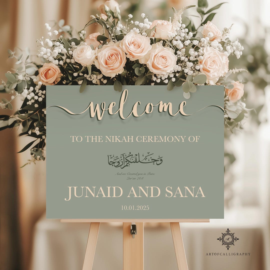 Personalised Welcome Wedding Sign, Nikah Wedding Sign, Nikah Welcome ...