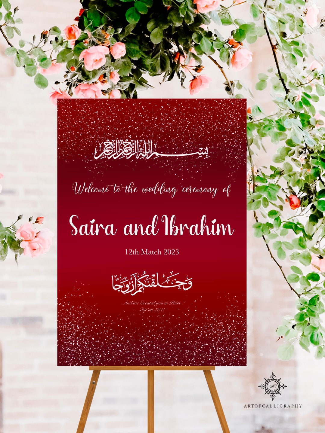 Personalised Welcome Wedding Sign, Nikah Wedding Sign, Nikah Welcome ...