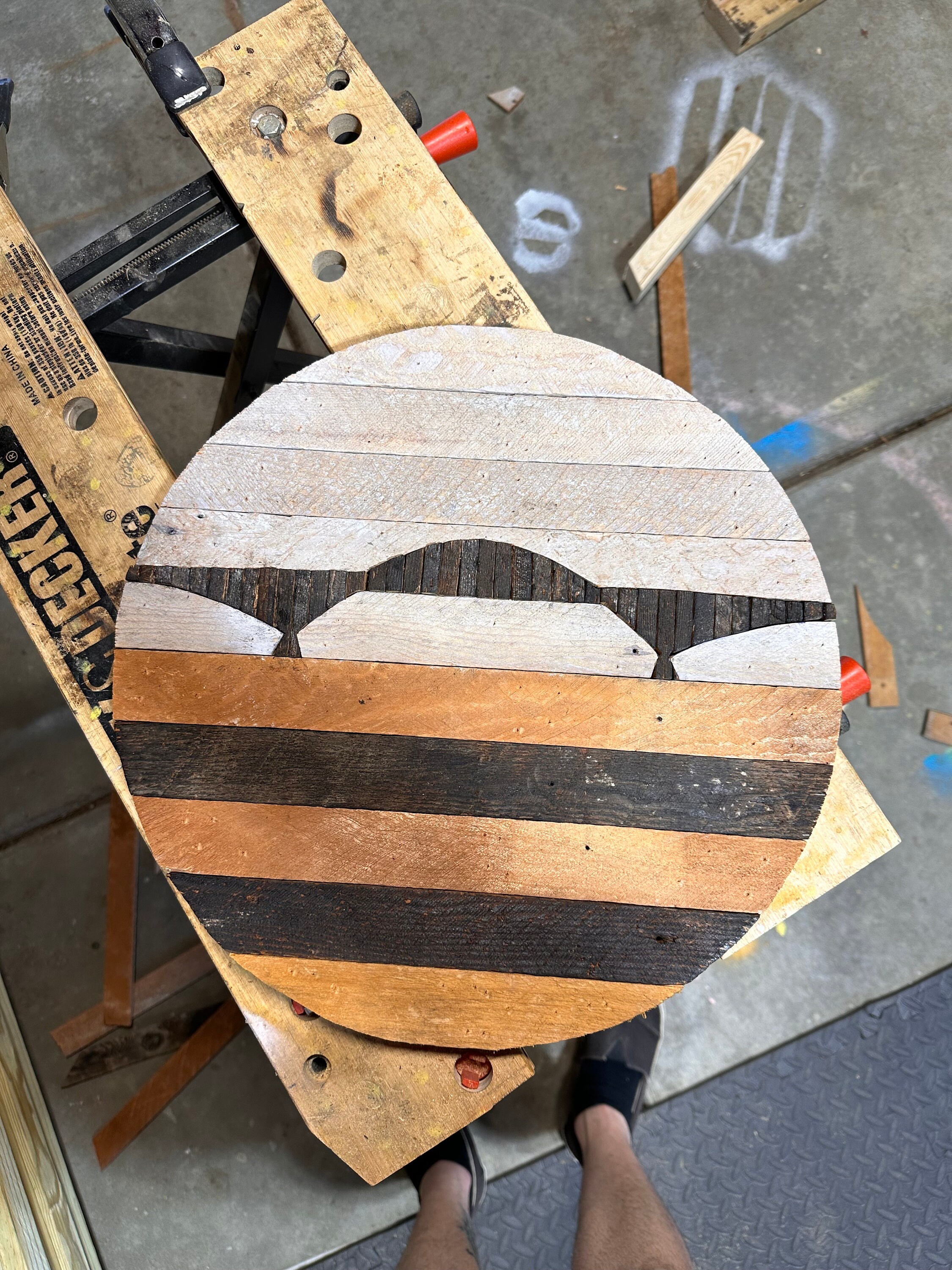 Milwaukee Flag With Hoan Bridge Outline Wood Art. 15" Dia. Handmade and ...