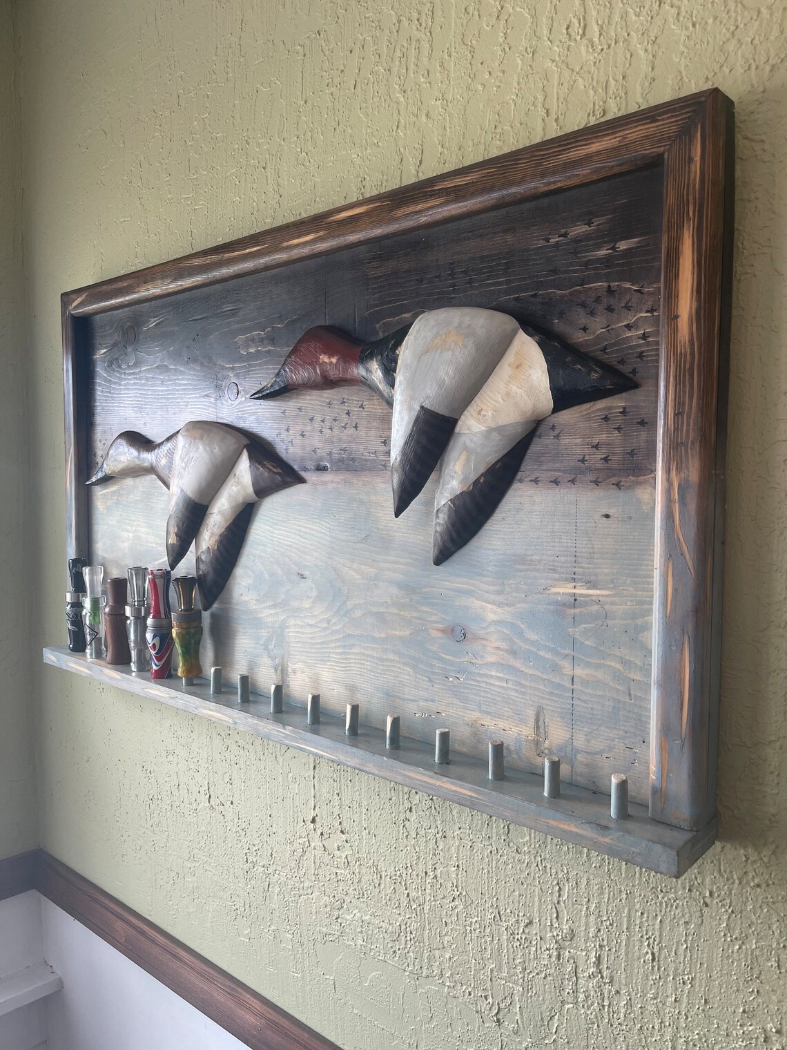 Hand Carved Duck Decoy Duck Call Display Waterfowl Print Painting - Etsy