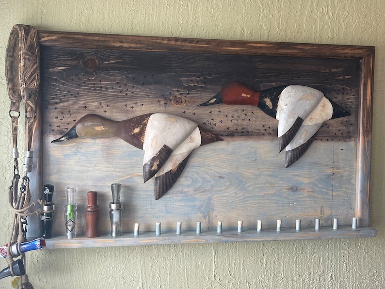 Hand Carved Duck Decoy Duck Call Display Waterfowl Print Painting - Etsy