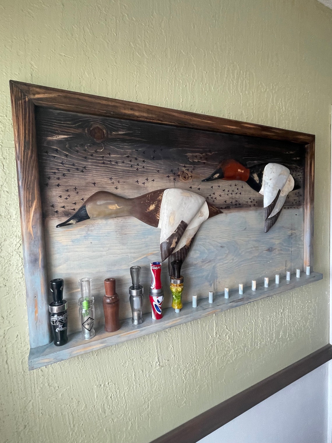 Hand Carved Duck Decoy Duck Call Display Waterfowl Print Painting - Etsy
