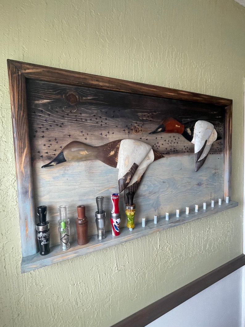 Hand Carved Duck Decoy Duck Call Display Waterfowl Print Painting - Etsy