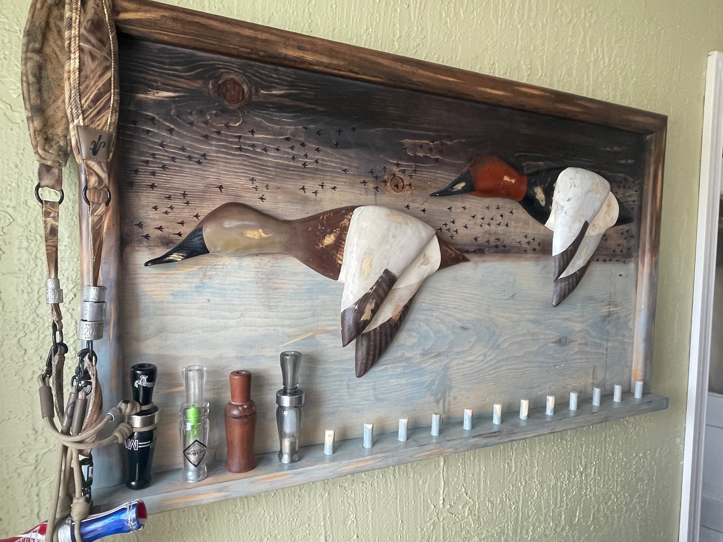 Hand Carved Duck Decoy Duck Call Display Waterfowl Print Painting - Etsy