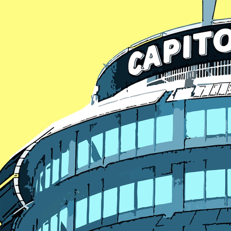 Los Angeles, Capitol Records Building, Architectural Print, Art Print ...