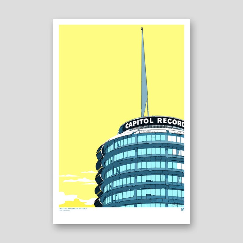 Los Angeles, Capitol Records Building, Architectural Print, Art Print ...