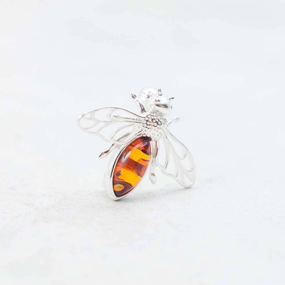 Baltic Amber Bee Brooch Sterling Silver Bee Brooch Baltic Amber Bee ...