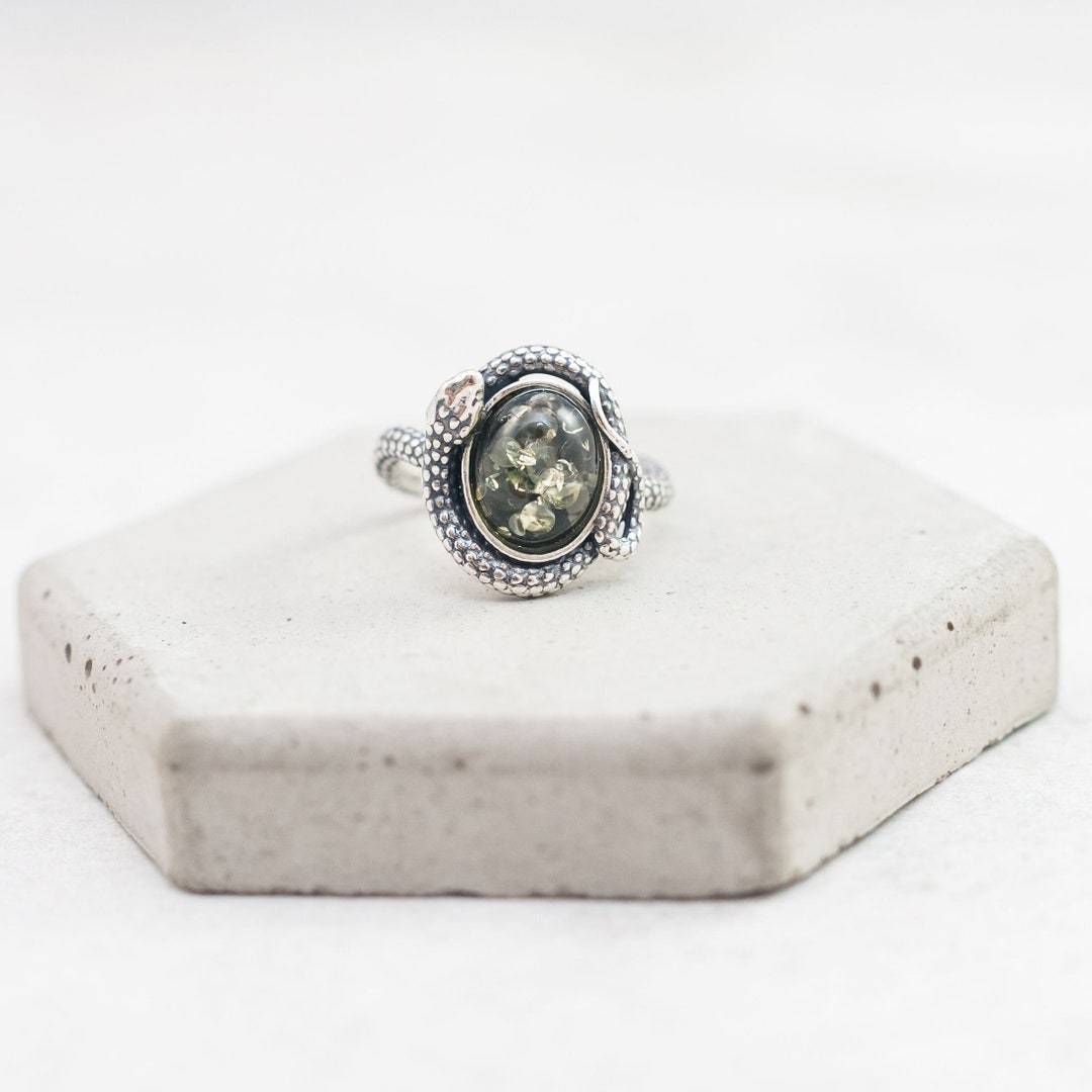 Baltic Amber Poison Ring Sterling Silver Poison Ring Vintage Poison ...