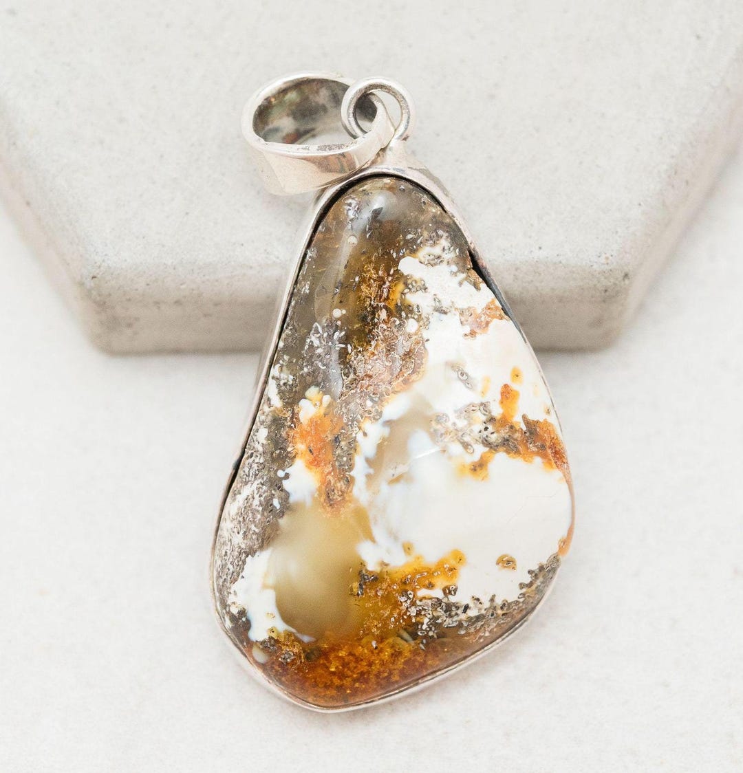 Honey Amber Pendant Necklace Milky White Amber Stone Chain Necklace Raw ...