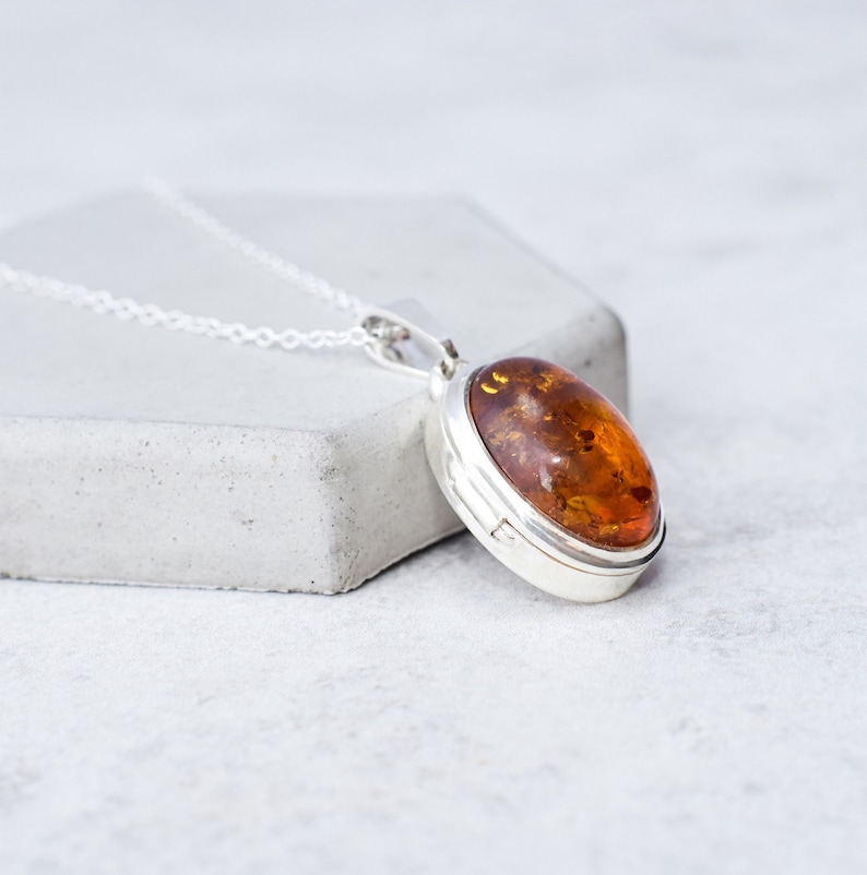 Baltic Amber Locket Pendant Necklace Sterling Silver Locket - Etsy