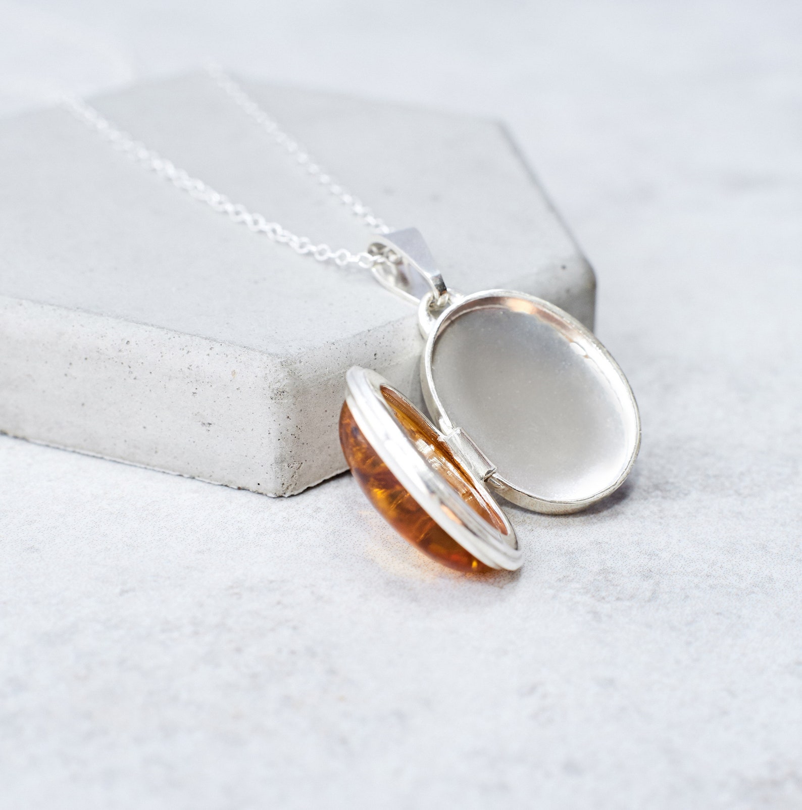 Baltic Amber Locket Pendant Necklace Sterling Silver Locket - Etsy