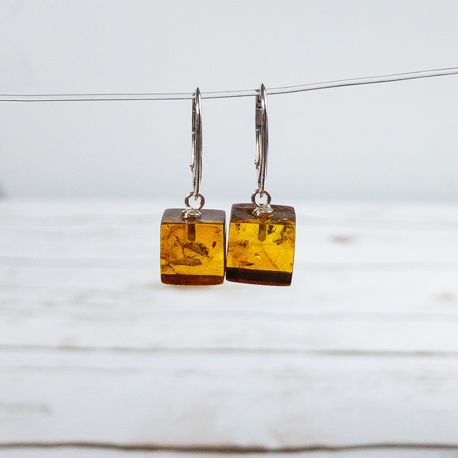 Baltic Amber Earrings Cubic Amber Dangle Earrings Amber and | Etsy UK