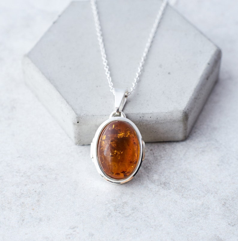 Baltic Amber Locket Pendant Necklace Sterling Silver Locket - Etsy