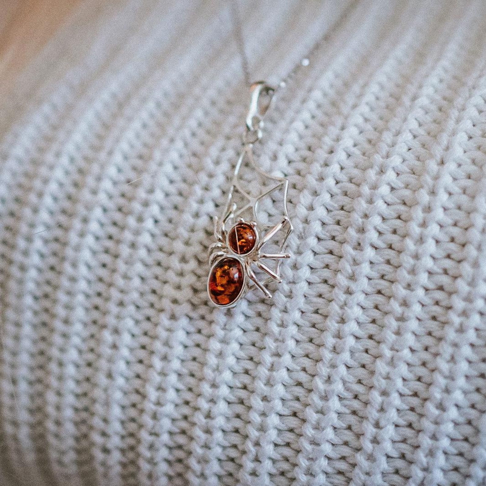 Amber Spider Pendant Necklace Spiders Web Silver Necklace Pendant ...