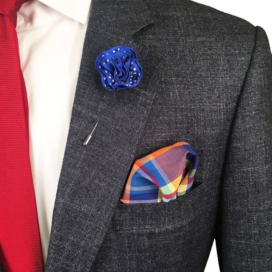 Blue Lapel Pin, Blue Flower Pin, Wedding, Mens Lapel Pin, Boutonniere ...