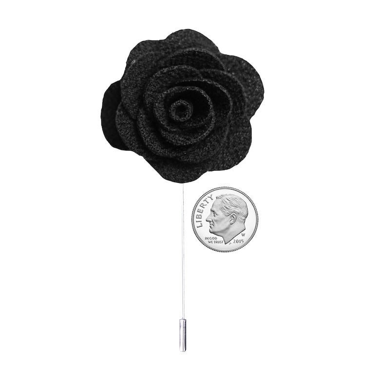Black Lapel Pin, Black Flower Pin, Wedding, Mens Pin, Boutonniere ...